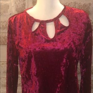 Como Vintage | Tops | Gorgeous Red Velvet Keyhole Top Shirt New | Poshmark